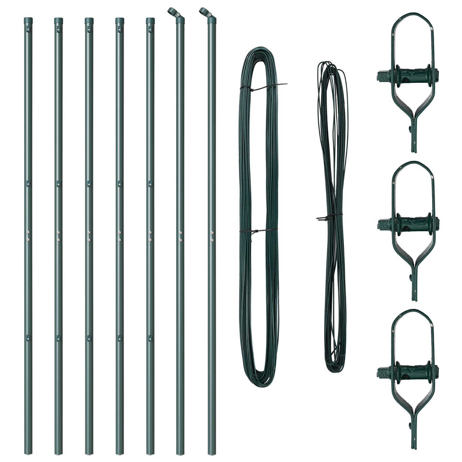 Postes de Cercas 7 uds Verde Ø32 mm 210 cm Acero Galvanizado CFW3739704 ...