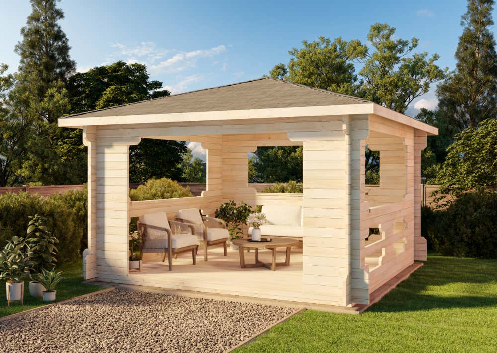 Pavillon de jardin modèle Ibiza Alpholz, 4.4x4.4m dim. ext. (cas ...