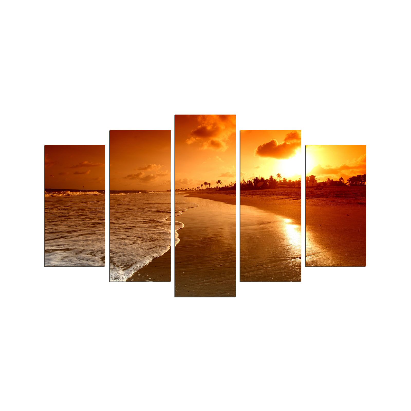 Tableau pentaptyquet Atos Motif Plage au coucher de soleil | Leroy Merlin