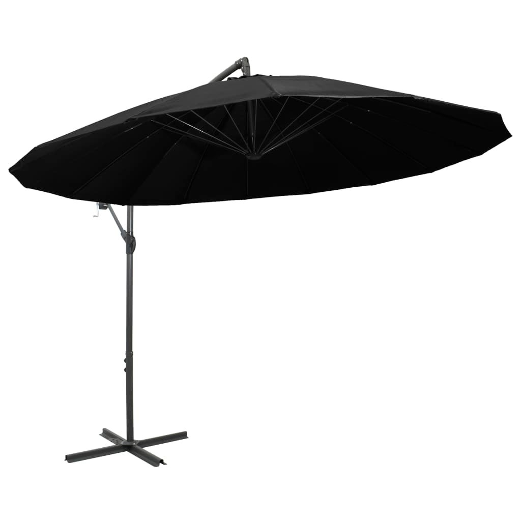 Parasol suspendu avec mât en aluminium noir 3 m - COMFORTXL | Leroy Merlin