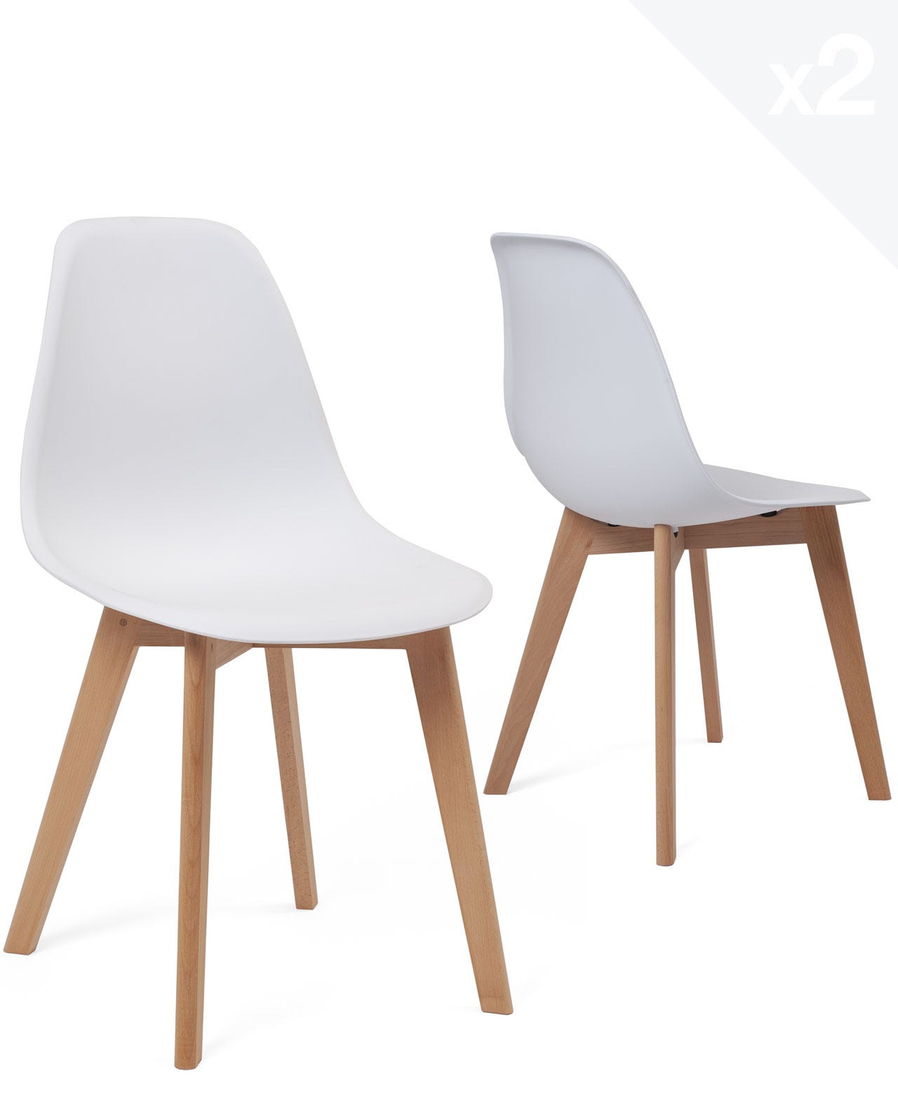 Lot 2 Chaises De Cuisine Scandinaves Design Siège Plastique Souple Facile Dentretien Pieds En