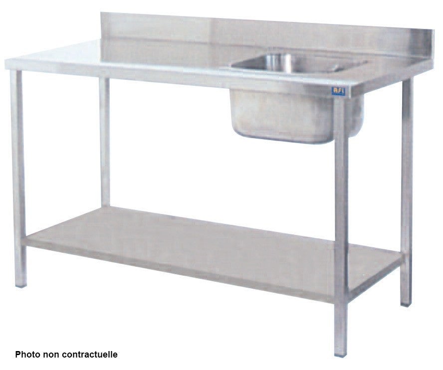 Table de Chef Inox Avec Bac à Droite - Gamme 700 - AFI Collin Lucy ...