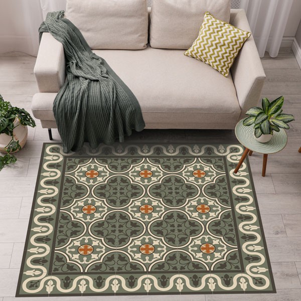 Tapis Vinyle carré arabesque mosaïque vintage 120 X120CM | Leroy Merlin