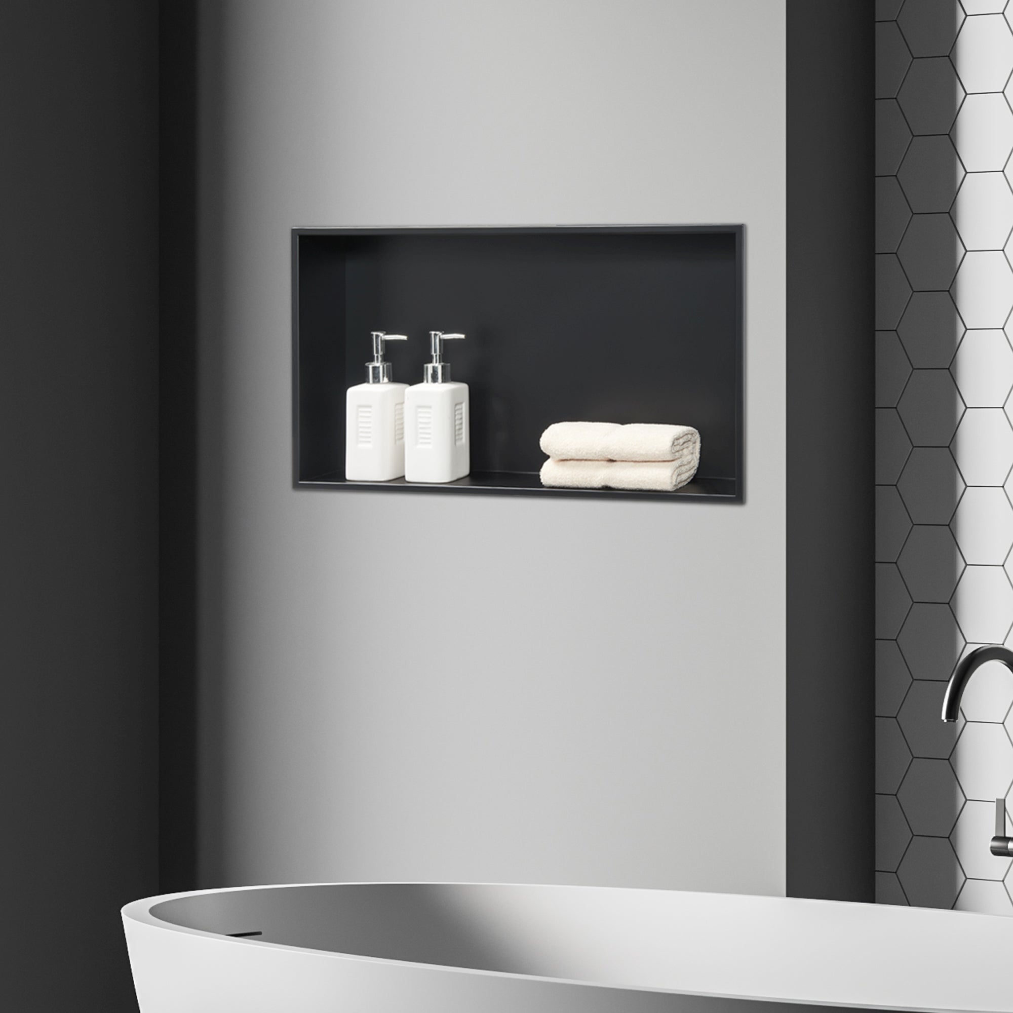 Étagère encastrée Kristinehamn acier inoxydable 62 x 32 x 10 cm noir ...