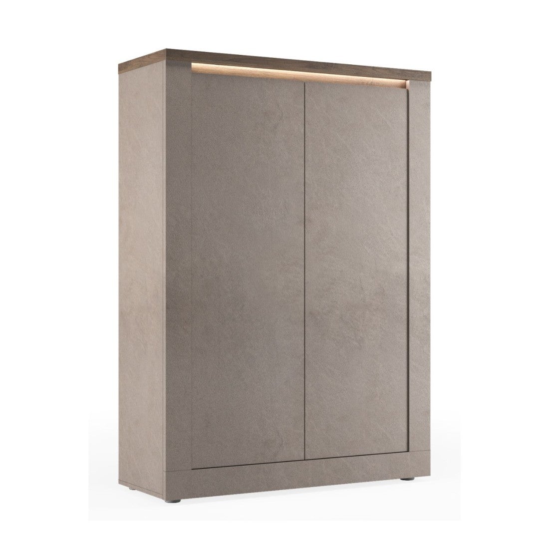 Buffet alto SASHA – 2 puertas con 3 estantes y LED – Bronce y tapa de ...