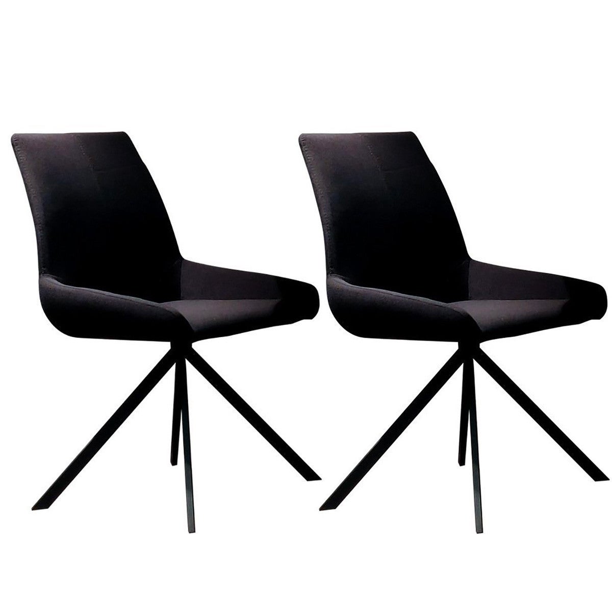 MEDINA - Lot de 2 Chaises Tissu Noir Piètement Etoile | Leroy Merlin