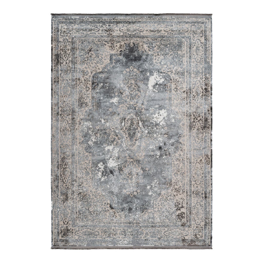 Tapis rayé vintage en viscose Argenté 120x170 ELYSEE | Leroy Merlin