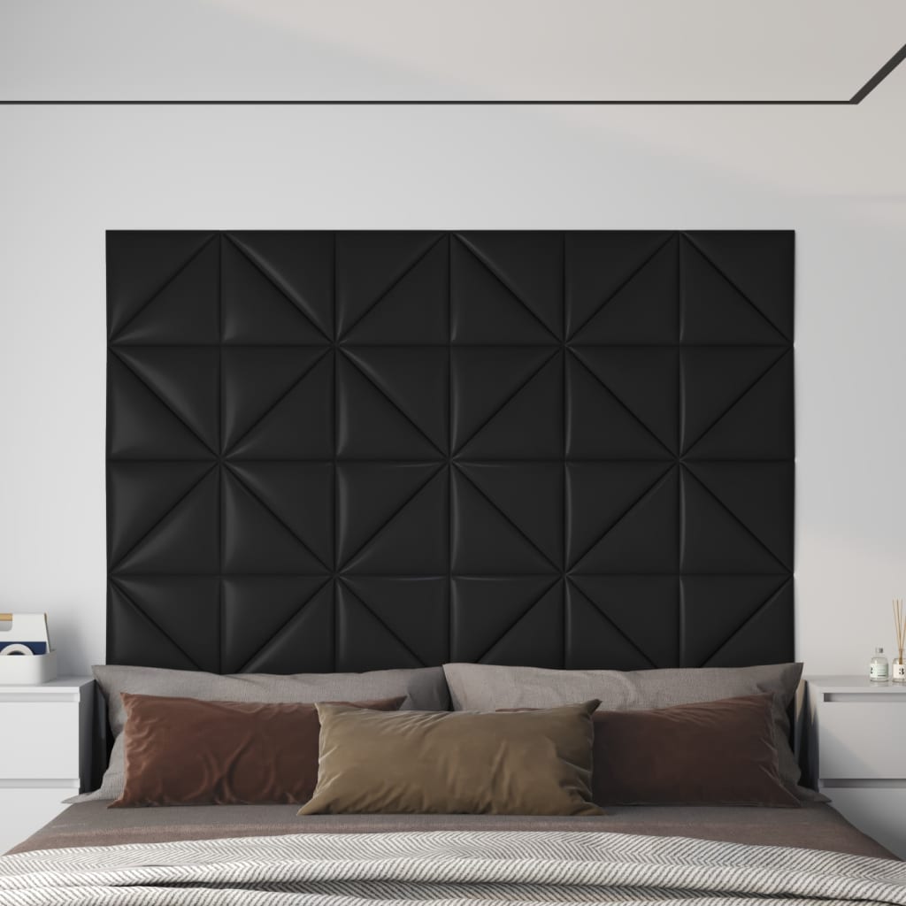 Paneles de pared 12 piezas Negro 30x30 cm Polipiel 0,54 m2 | Leroy Merlin