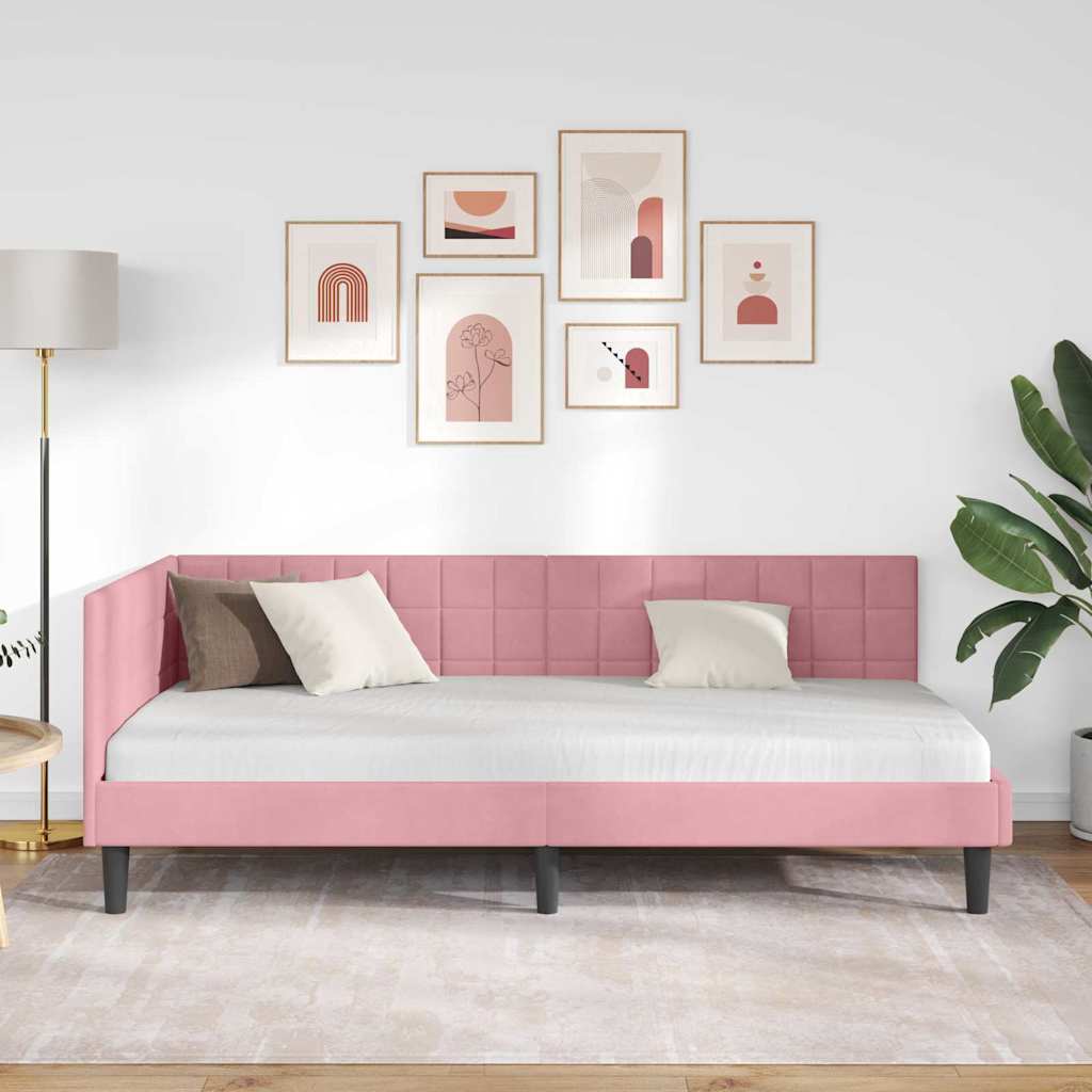 VidaXL Cornice del letto ad angolo Rosa 100 x 200 cm Velluto | Leroy Merlin