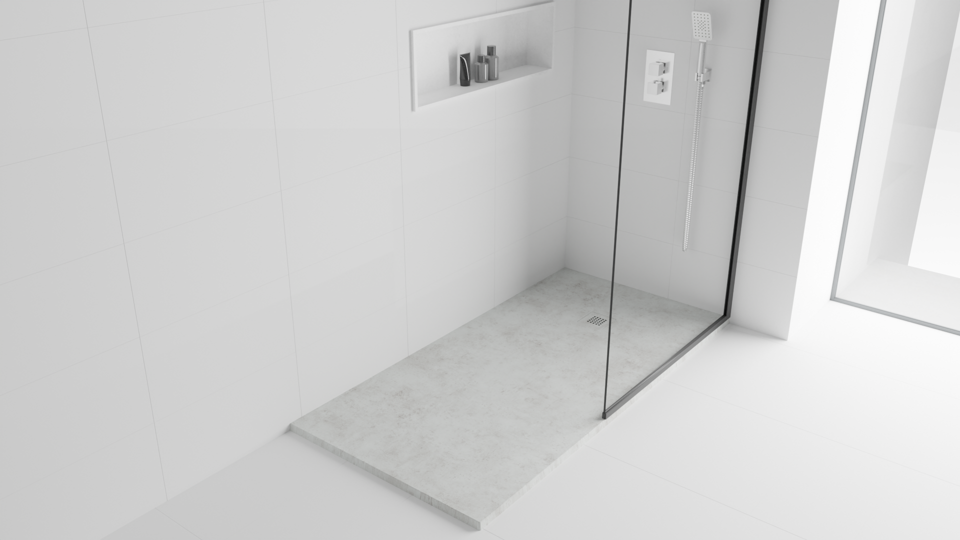 RECEVEUR DE DOUCHE EN RÉSINE LM SLATE PREMIUM - 100x80 - Couleur Cement ...