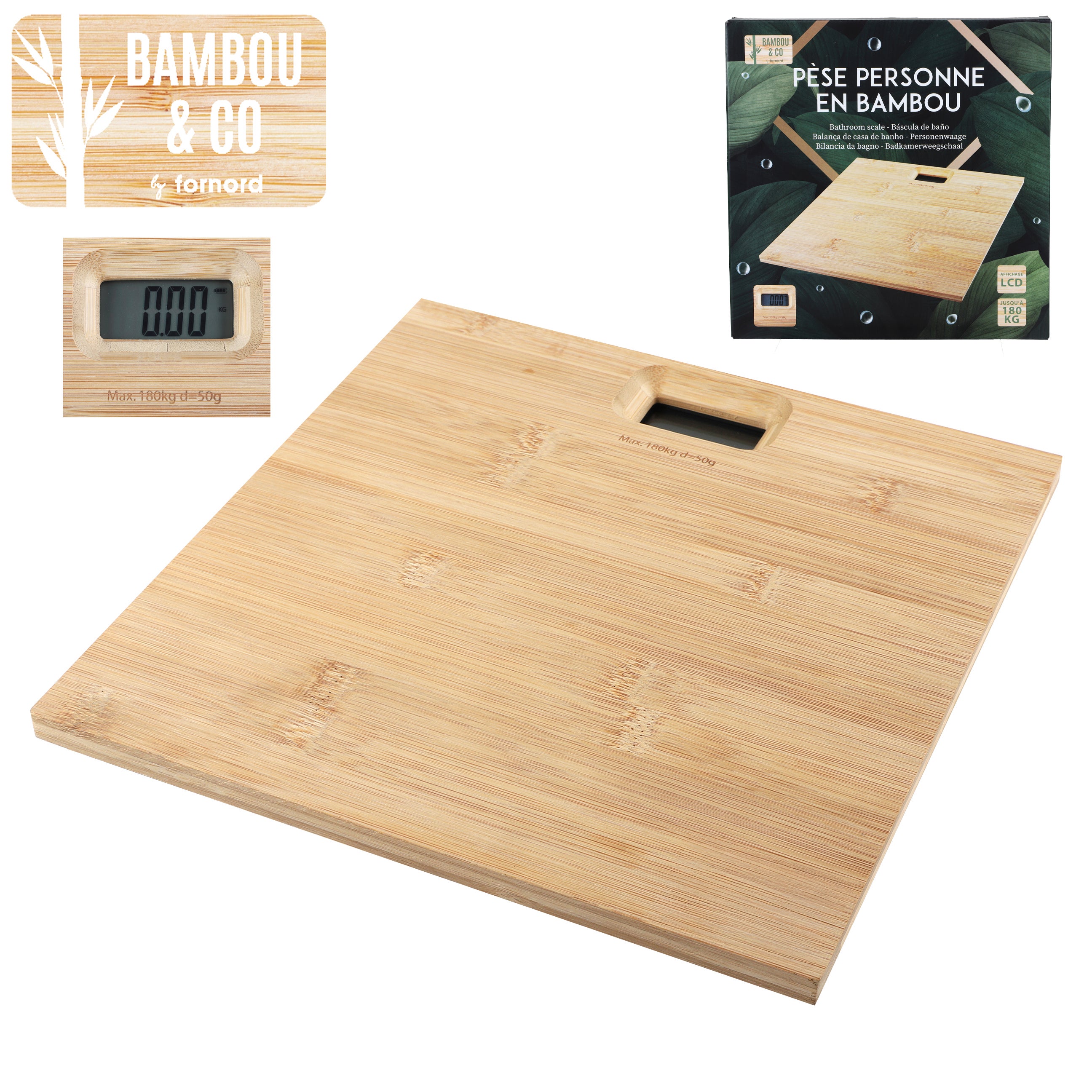 "BAMBOU & CO" BALANCE PESE PERSONNE DIGITALE 180KG | Leroy Merlin