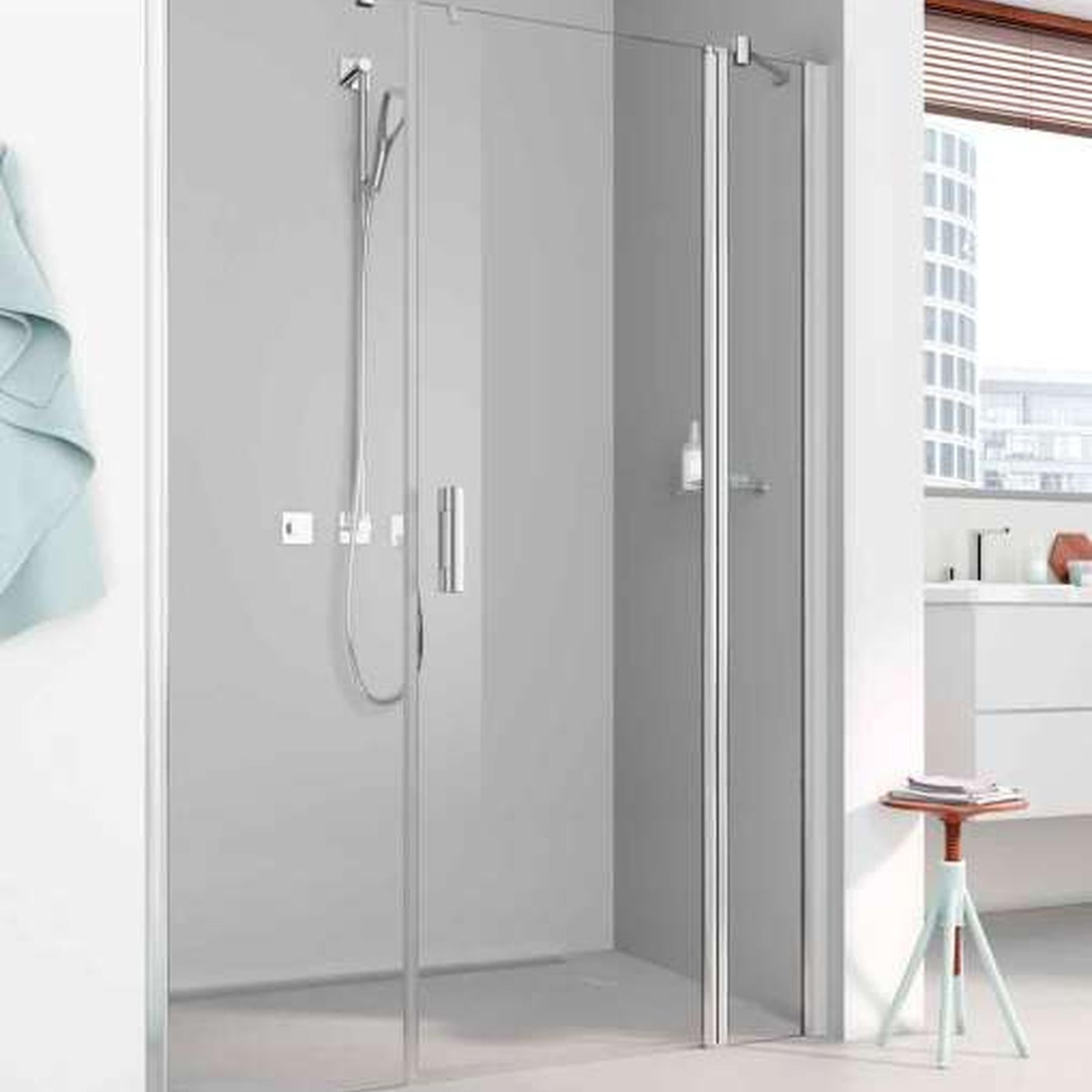 Paroi de douche pivotante largeur 160 cm hauteur 200 cm profilé argent ...