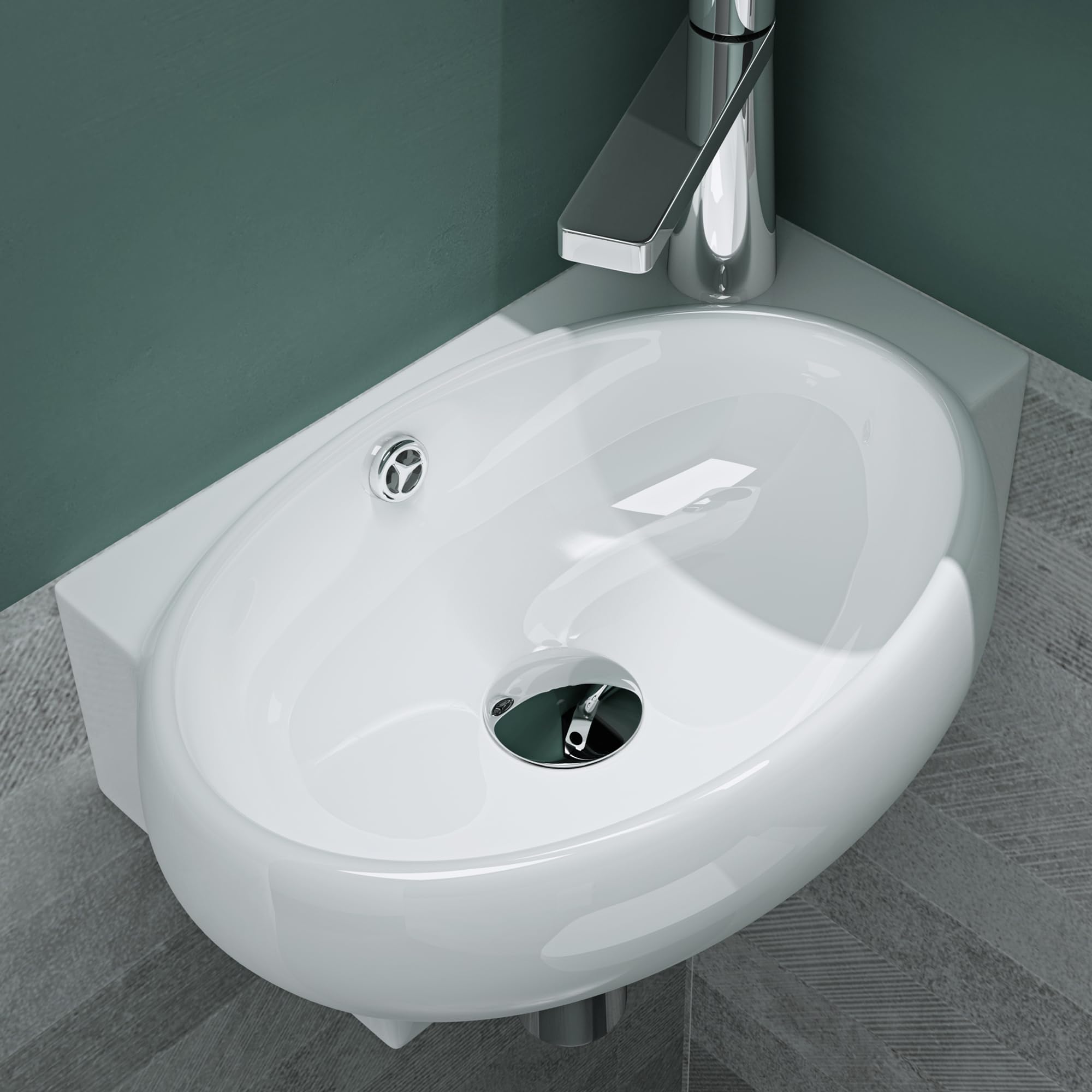 Mai & Mai Petit Lavabo Suspendu Blanc Vasque en Céramique Lave Mains WC ...