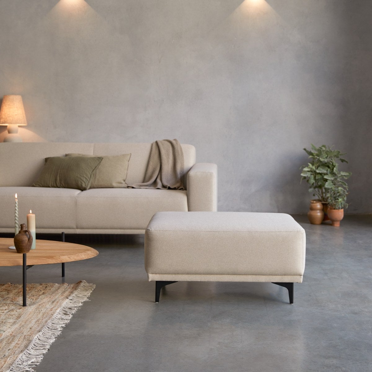 Tikamoon Repose-pieds en tissu écru Lars | Leroy Merlin