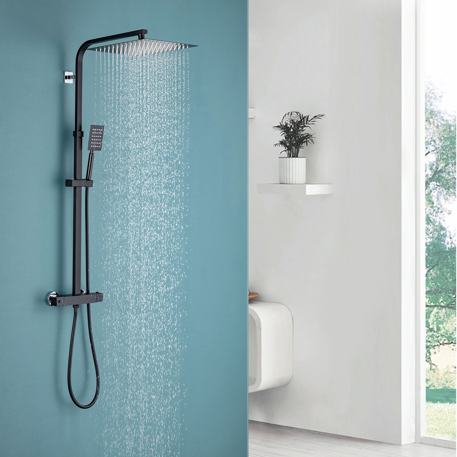 AURALUM MAX Colonne de Douche Thermostatique Noir Ensemble de Douche ...