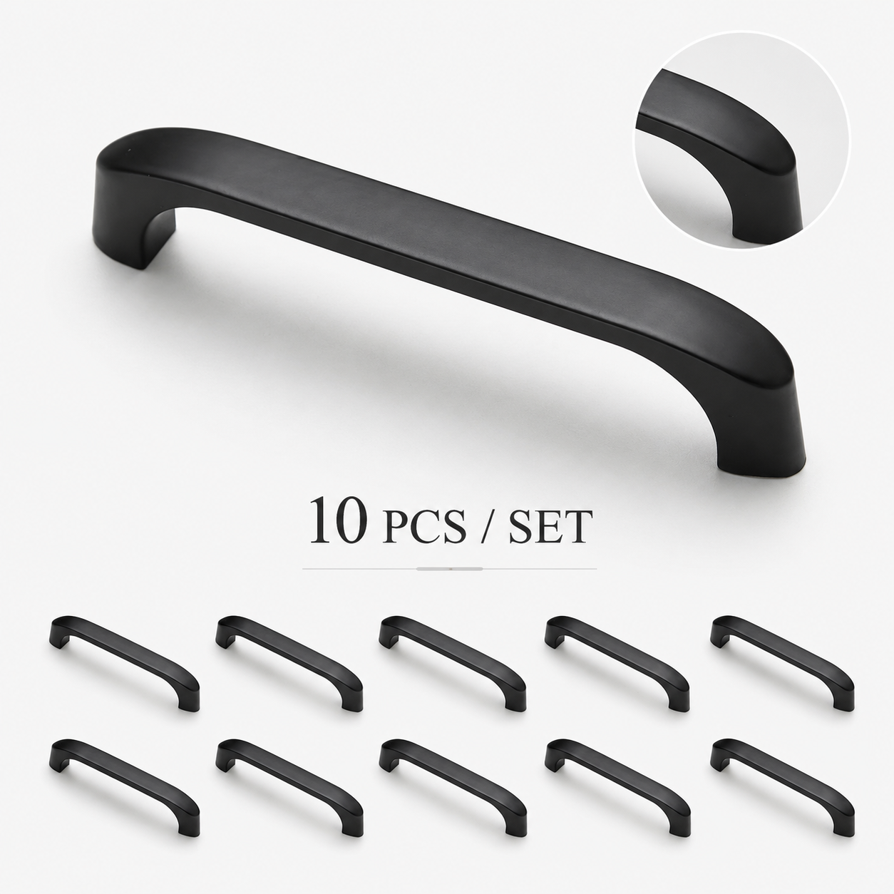 Lot de 10 poignées de meuble aluminium noir mat design épuré, entraxe ...