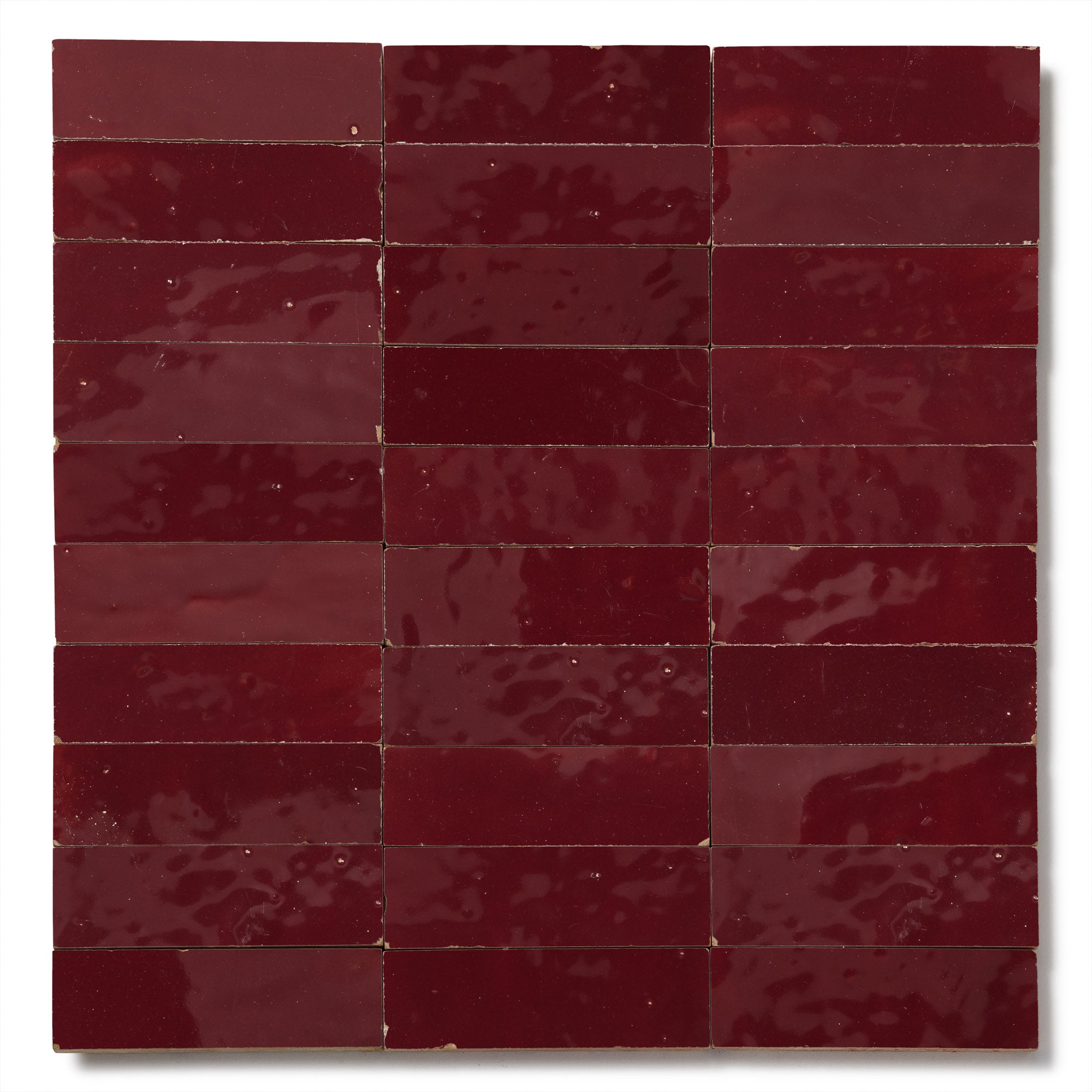 Zellige Marocain Artisanal Véritable - Rouge Lie de vin 3x10 cm - Carrelage mur - RO'MA Nature ...