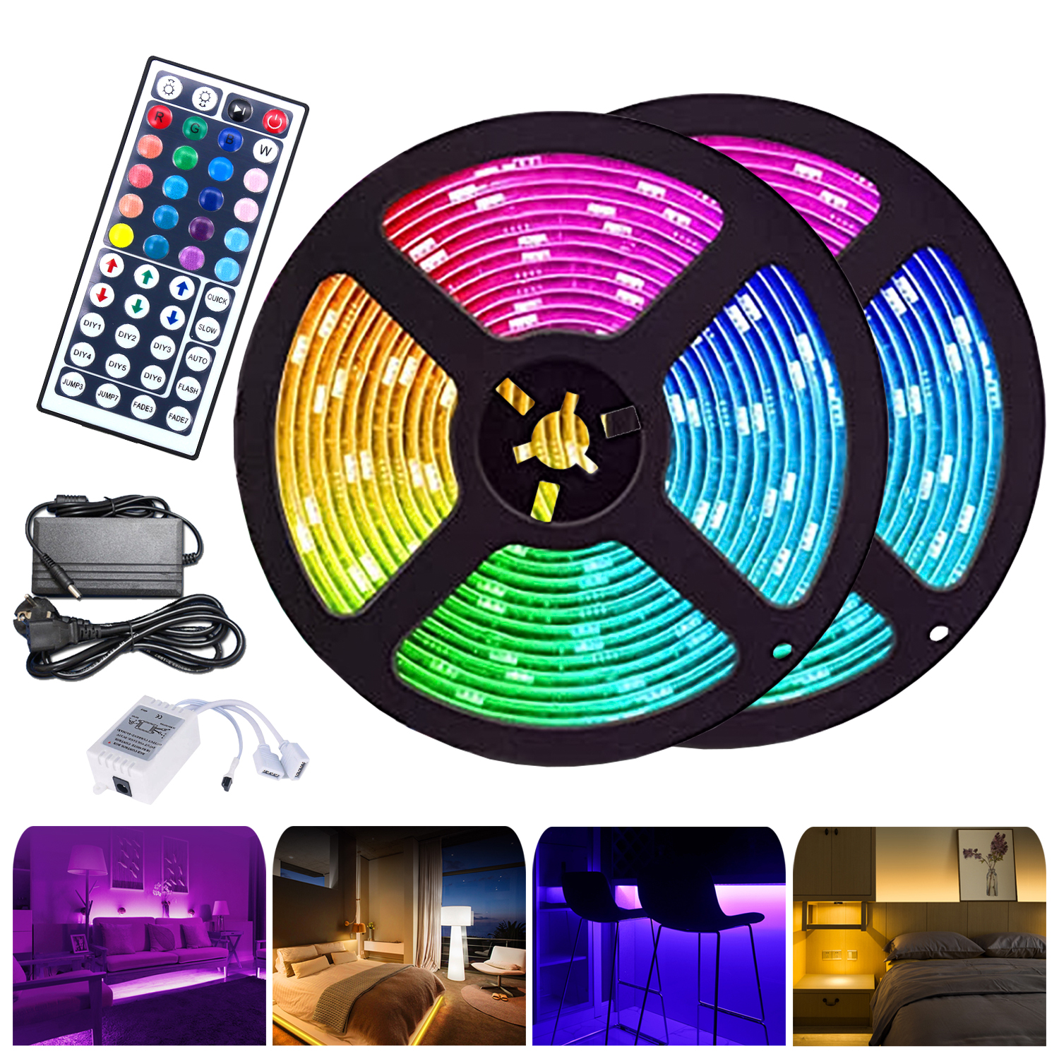 Tira LED de 10 m, tira de cinta RGB 5050 RGB, banda LED de 60 LED ...