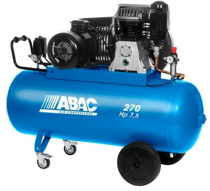 Abac - Compresseur à pistons bi-étagés 400 V Tri 270 L 54 m3/h 7.5 CV ...