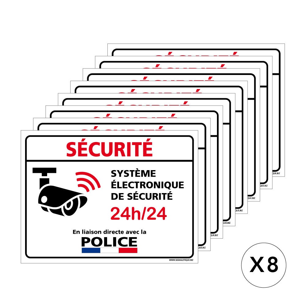 Lot de 8 stickers alarme système électronique en liaison avec la police ...