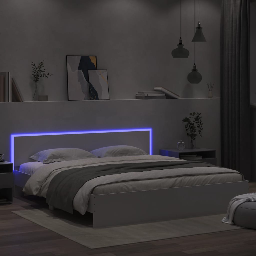 Maison Exclusive - Estructura de cama con LED sin colchón blanco ...