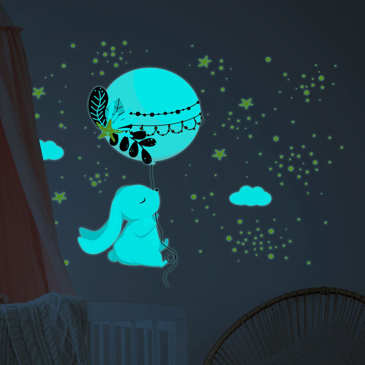 Sticker phosphorescent lumineux - LAPIN INDIEN ET SON BALLON MAGIQUE ...