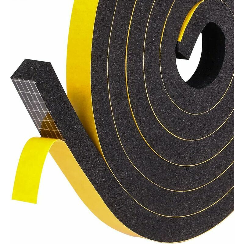 2 rouleaux – Joints de fenêtre et de porte en mousse noire (12 mm x 10 ...