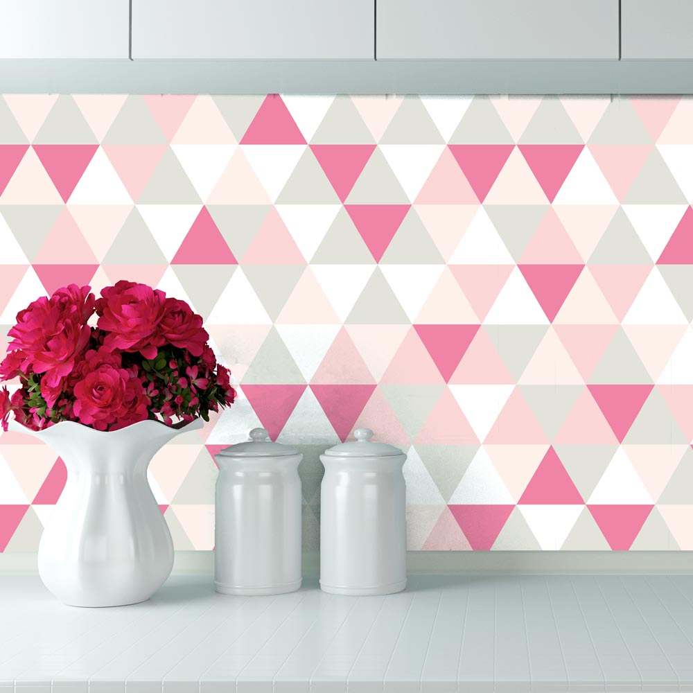 Crédence à coller Triangle Rose - 200 x 50 cm | Leroy Merlin