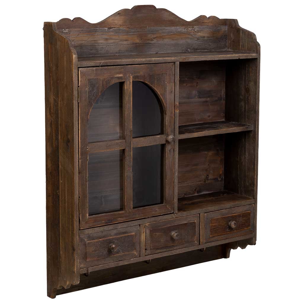 Armoire murale en bois 1 porte et 3 tiroirs marron 83x20x103,5 cm (h ...