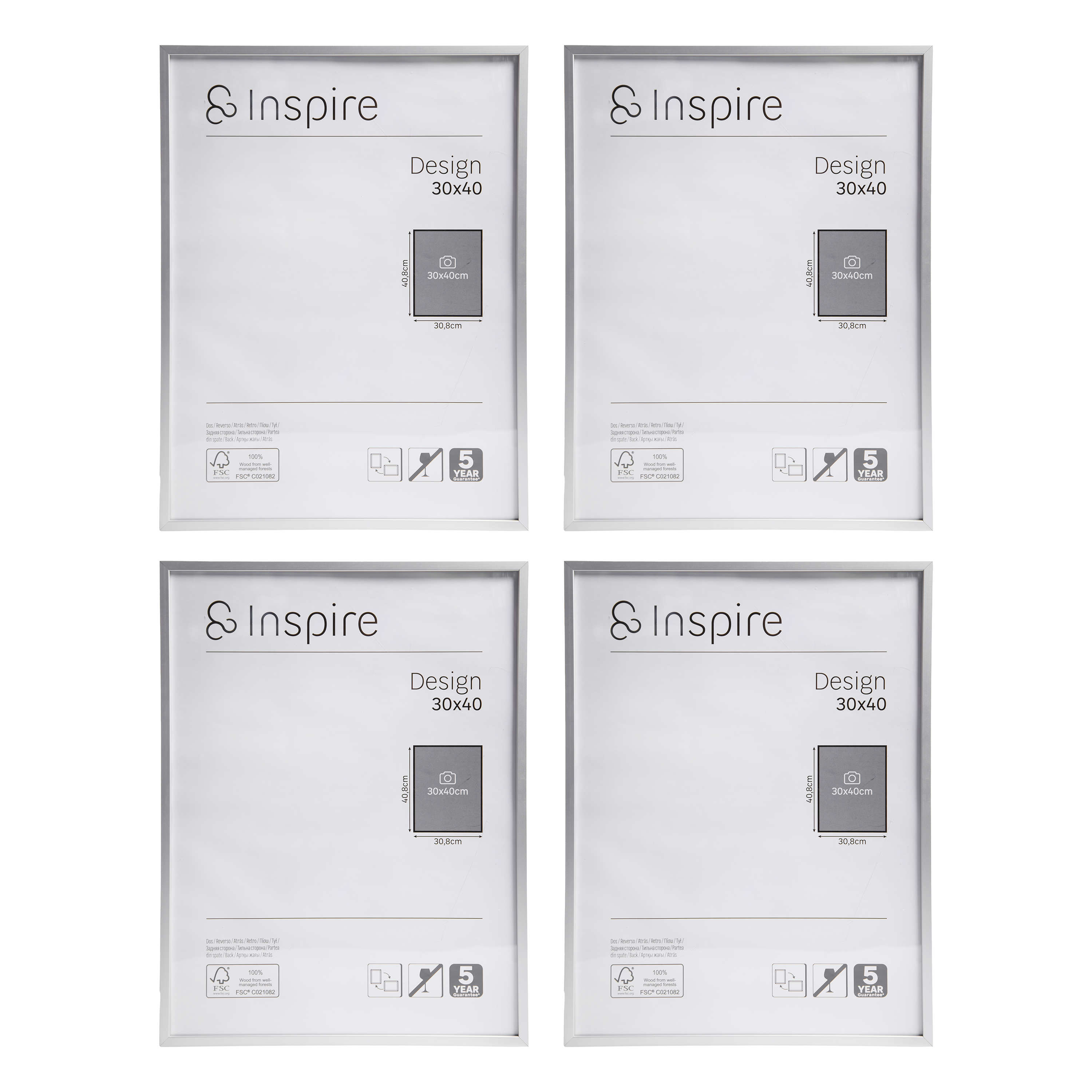INSPIRE - Lot de 4 cadres photo DESIGN H.40 x l.30 cm - Aluminium ...