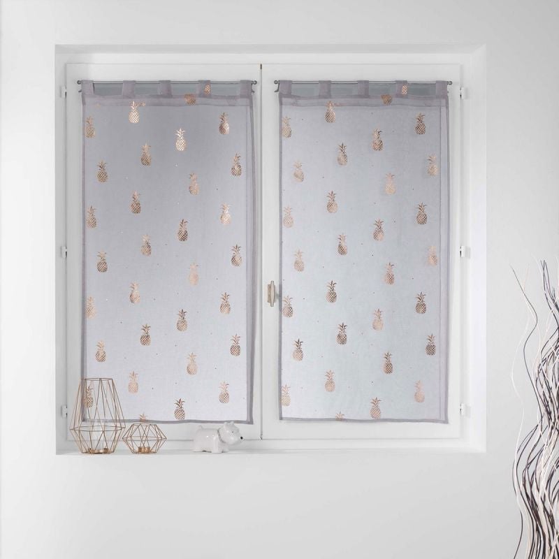 Paris Prix - Paire De Voilages "samba" 60x160cm Gris & Or Rose | Leroy ...