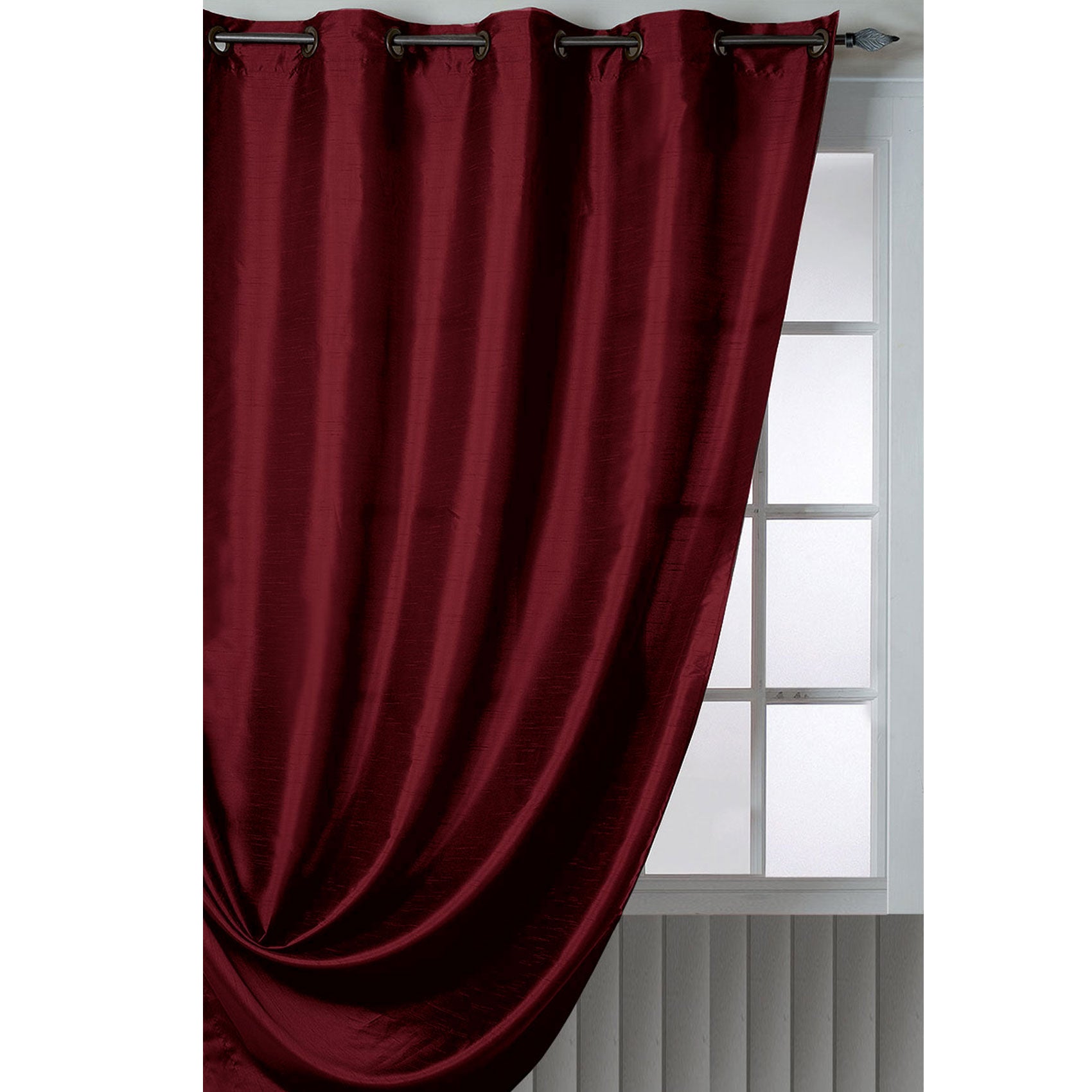 Rideau doublé à l'aspect soie - Rouge - 135 x 250 cm - Polyester ...