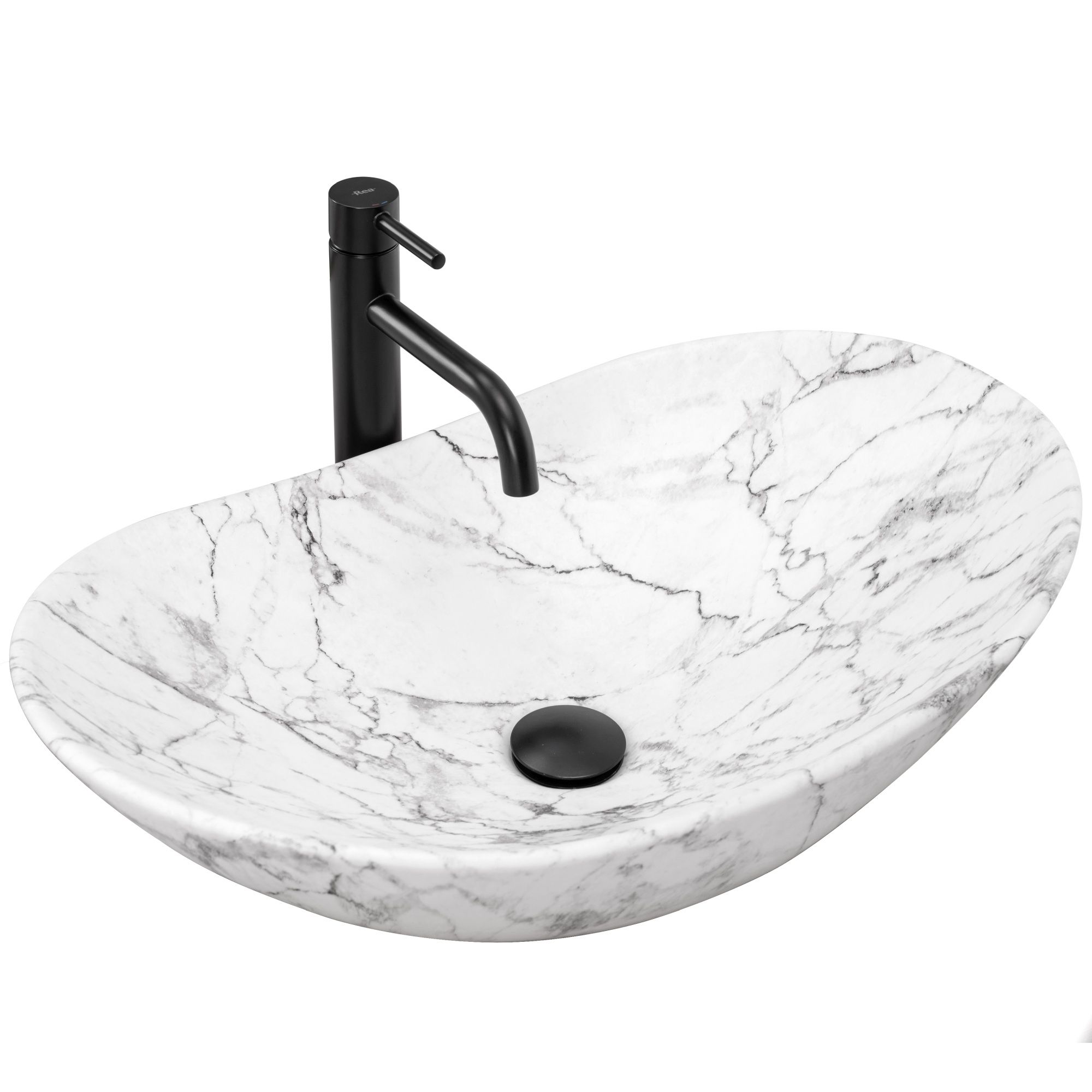 LAVABO SOBRE ENCIMERA REA ROYAL 60 STATUARIO MARBLE MATT | Leroy Merlin