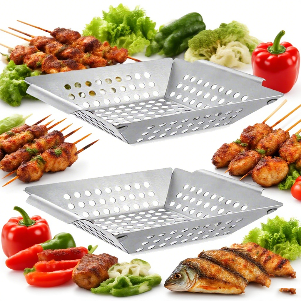 2 paniers à grillades, construction durable, polyvalents, légers (2 ...