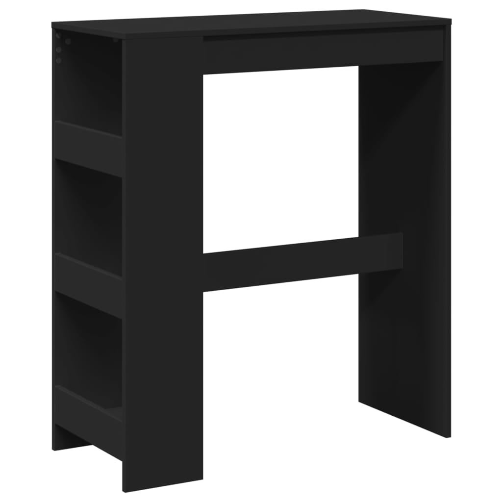 Table haute avec étagères en bois composite noir 90x40x103,5 cm | Leroy ...