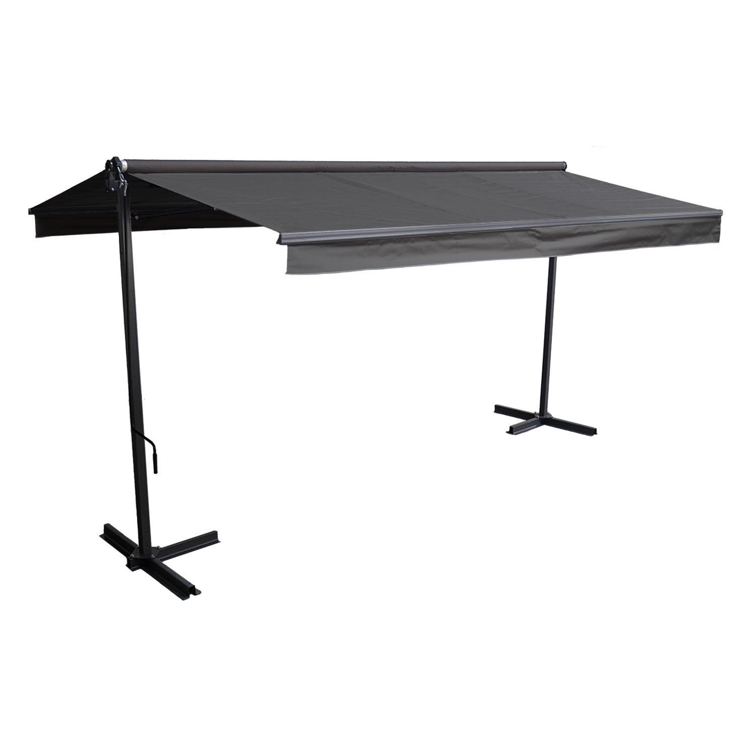 Store double pente FRENE sur pieds 3,95 x 3 m - Toile anthracite et ...