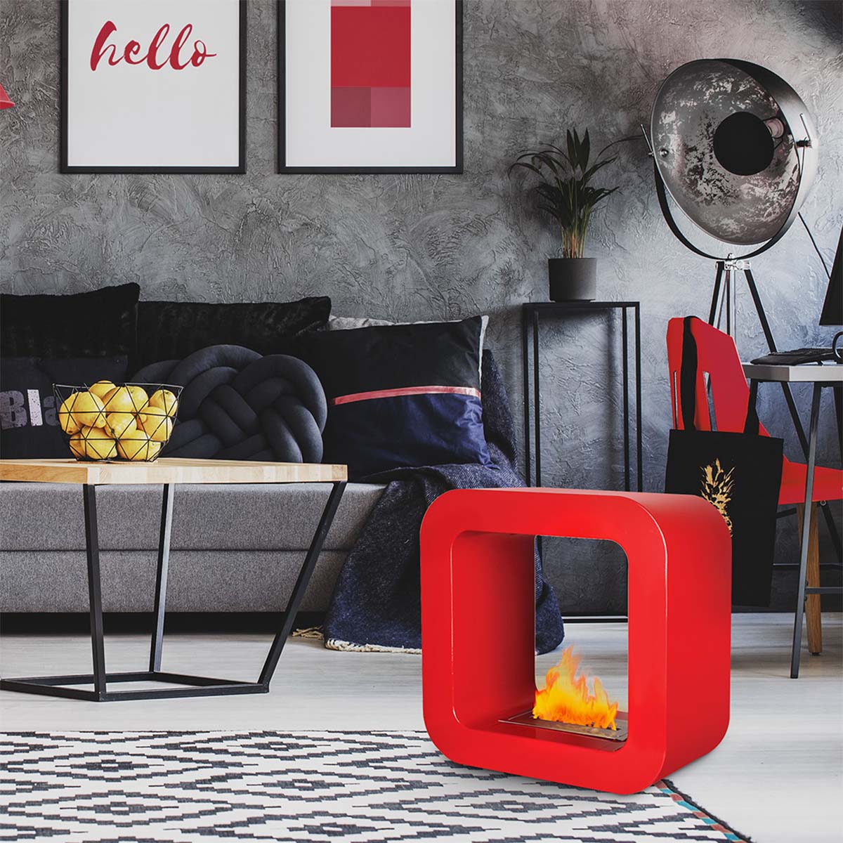 Biocheminée Cheminée Divina Fire Bioéthanol Table Bruxelles Rouge ...