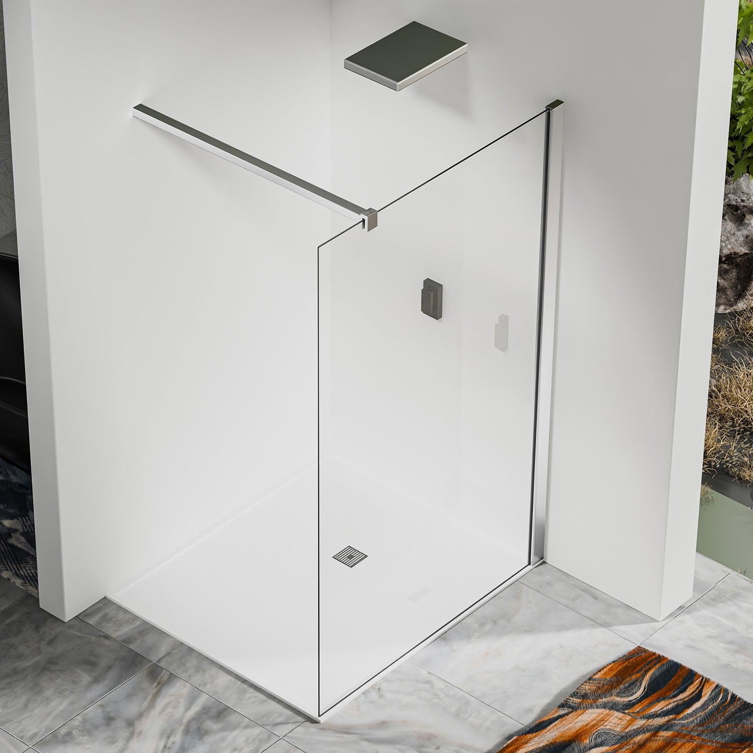 Paroi de douche à l’italienne 30×200 cm - Verre trempé 8 mm - Profilé ...