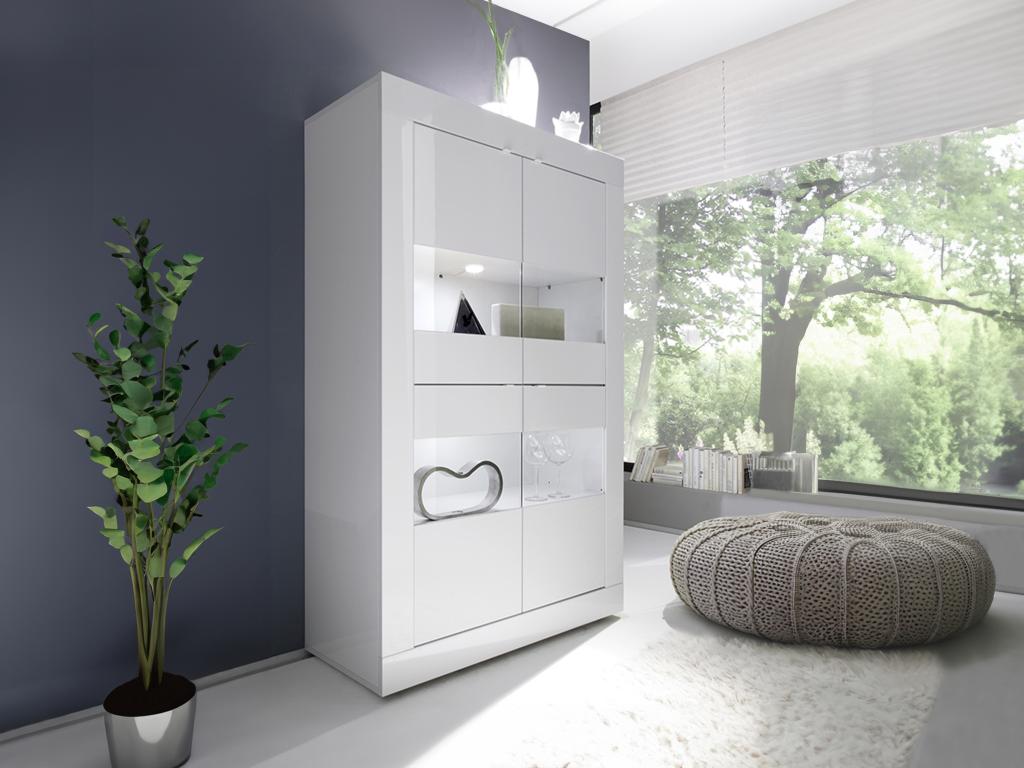 Vitrine COMETE - LEDs - 4 portes - Blanc laqué | Leroy Merlin