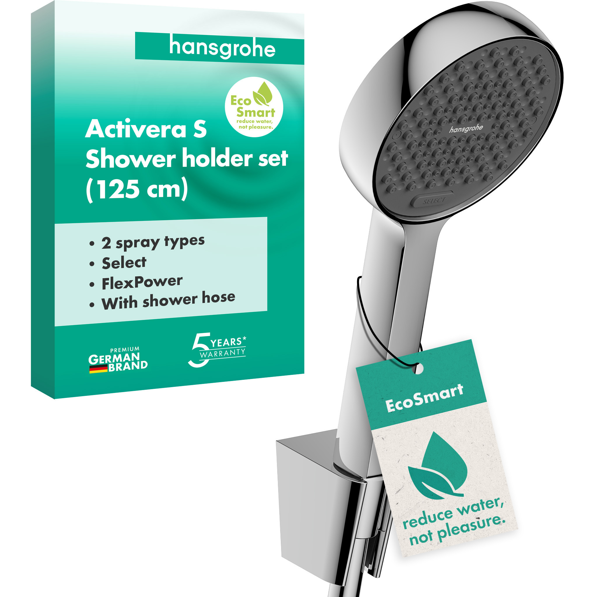 Hansgrohe Activera Select S Set de support de douche 95, 2 types de jets, EcoSmart, avec ...
