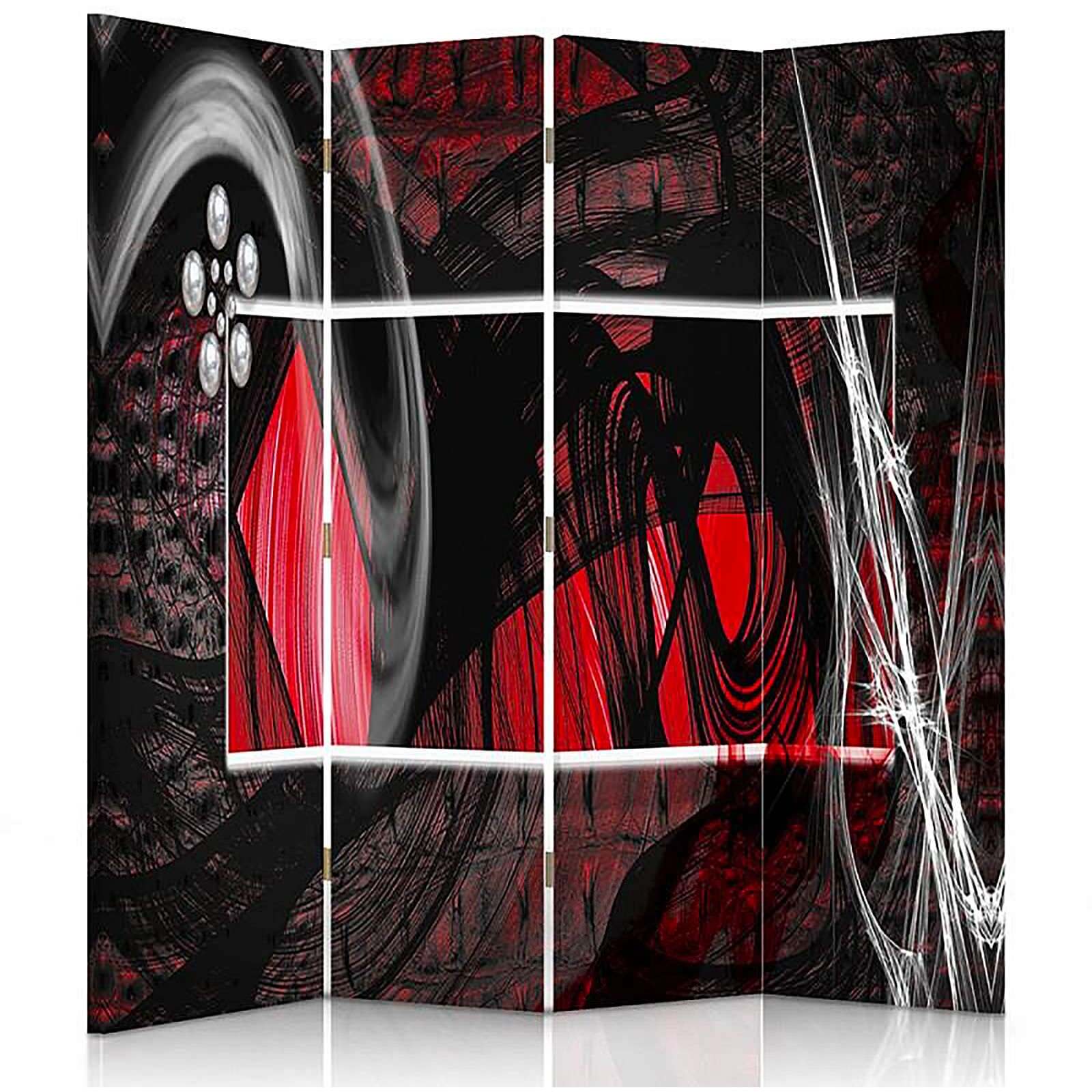 Paravent Intérieur Design Abstraction Rouge Moderne 4 Panneaux - 145 x ...