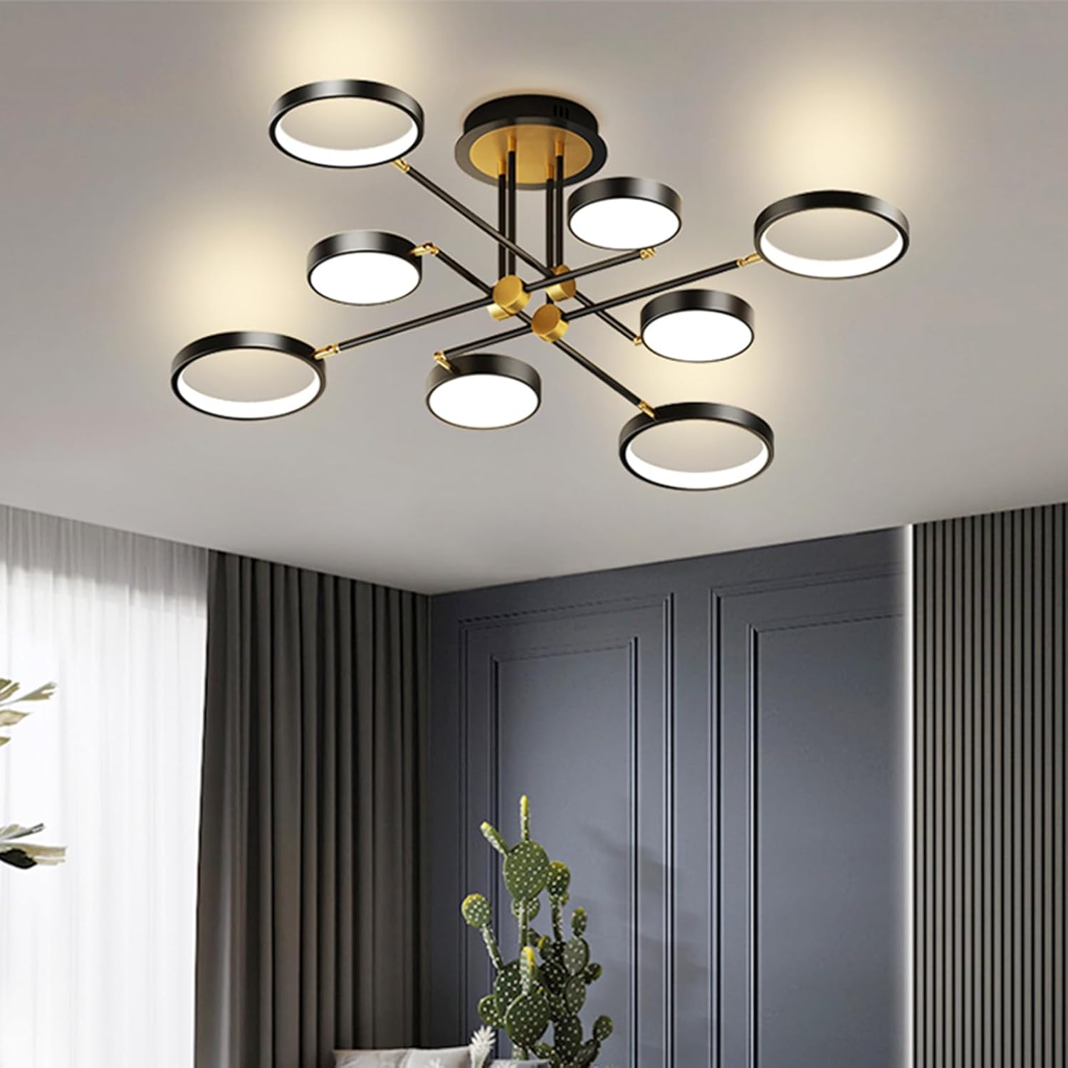 Lámpara de araña regulable de 8 luces, lámpara de techo LED de 96 W con ...