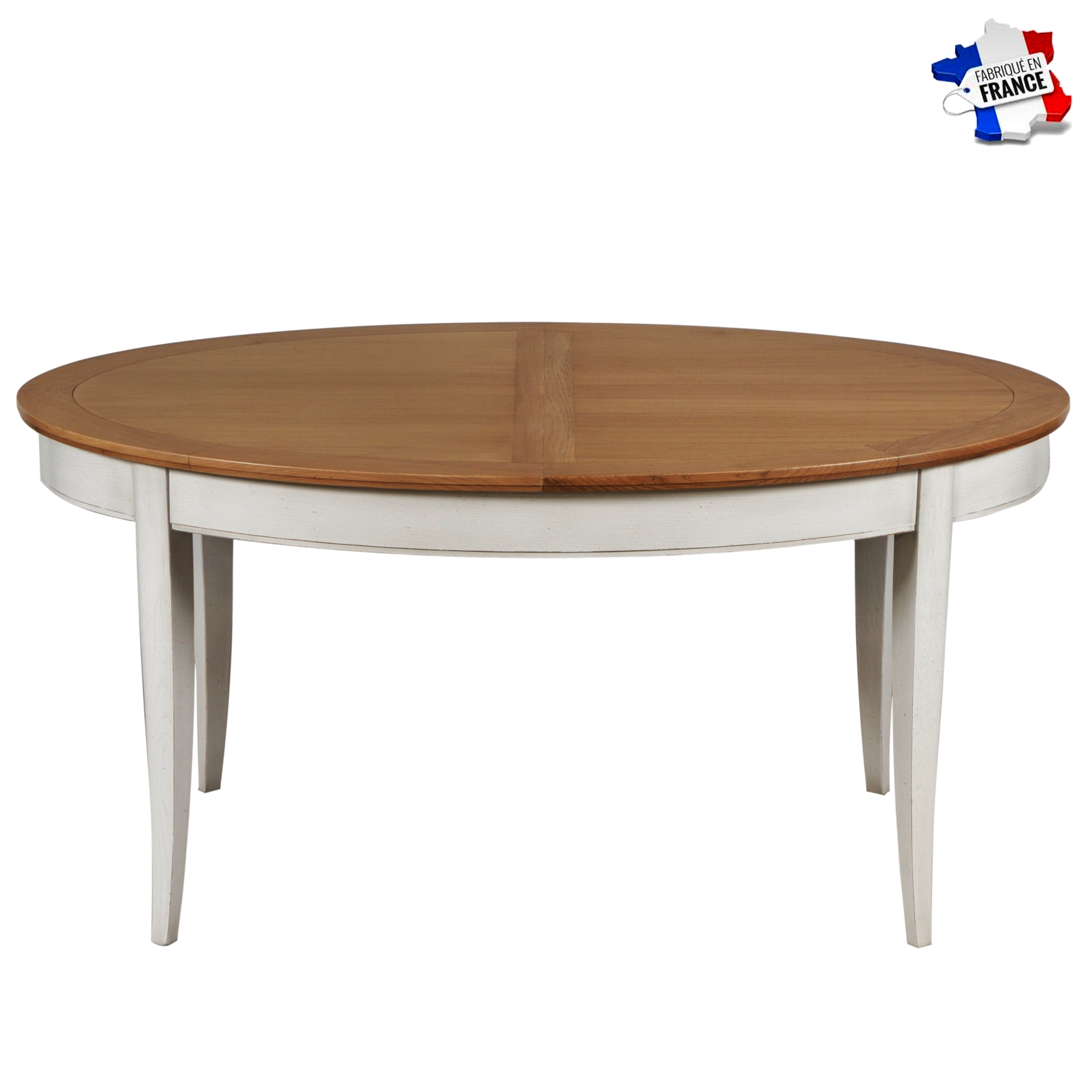 Table ovale 160 cm, 2 rallonges intégrées, chêne massif - GONTIER ...