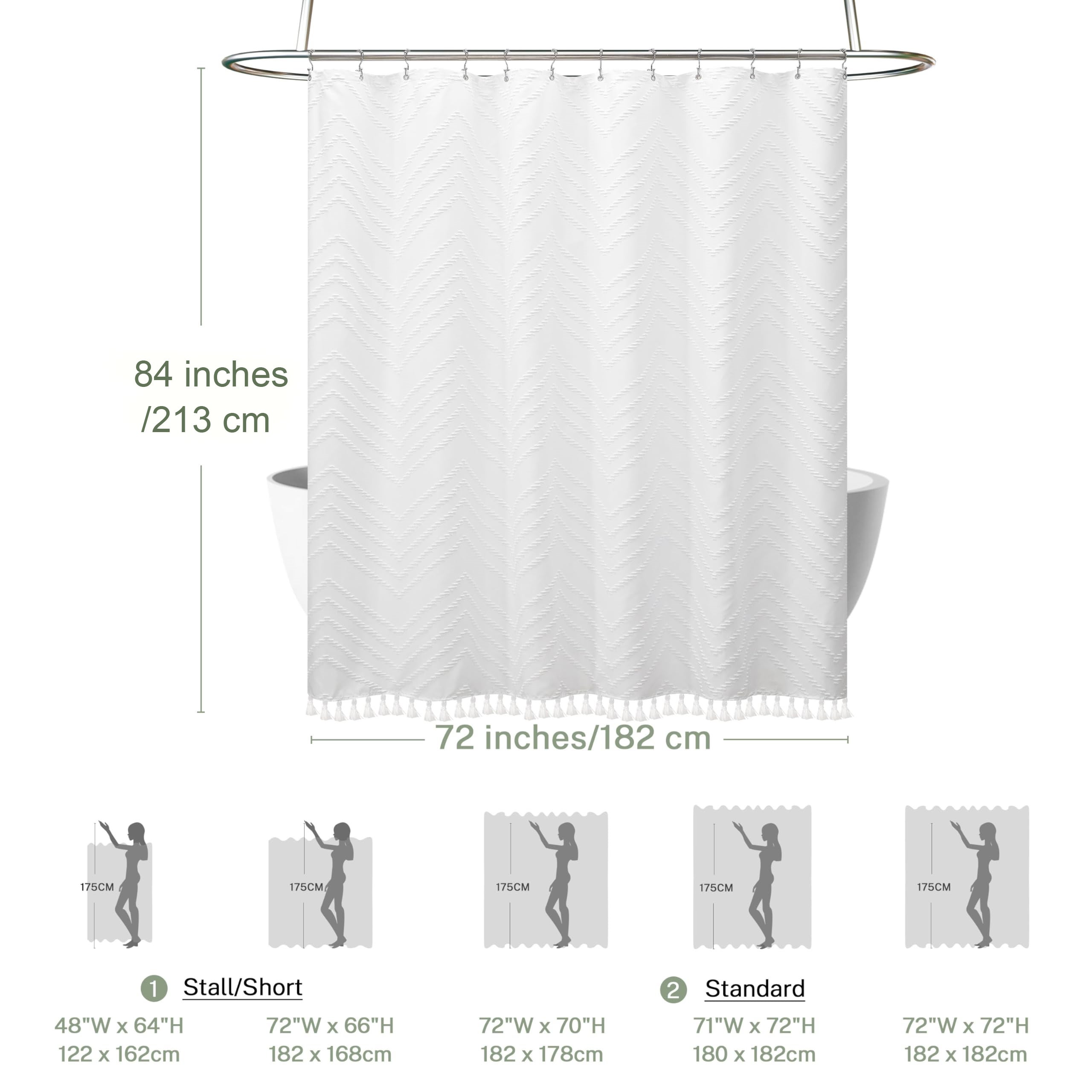 Cortina de ducha extra larga de 183 x 213 cm, cortina de ducha ...