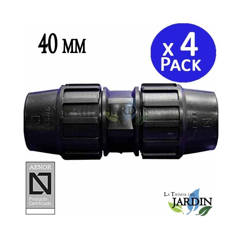 Pack 4 Manguito Polietileno 40mm | Enlace Polietileno 40mm Aenor | Unión para Tuberia de ...