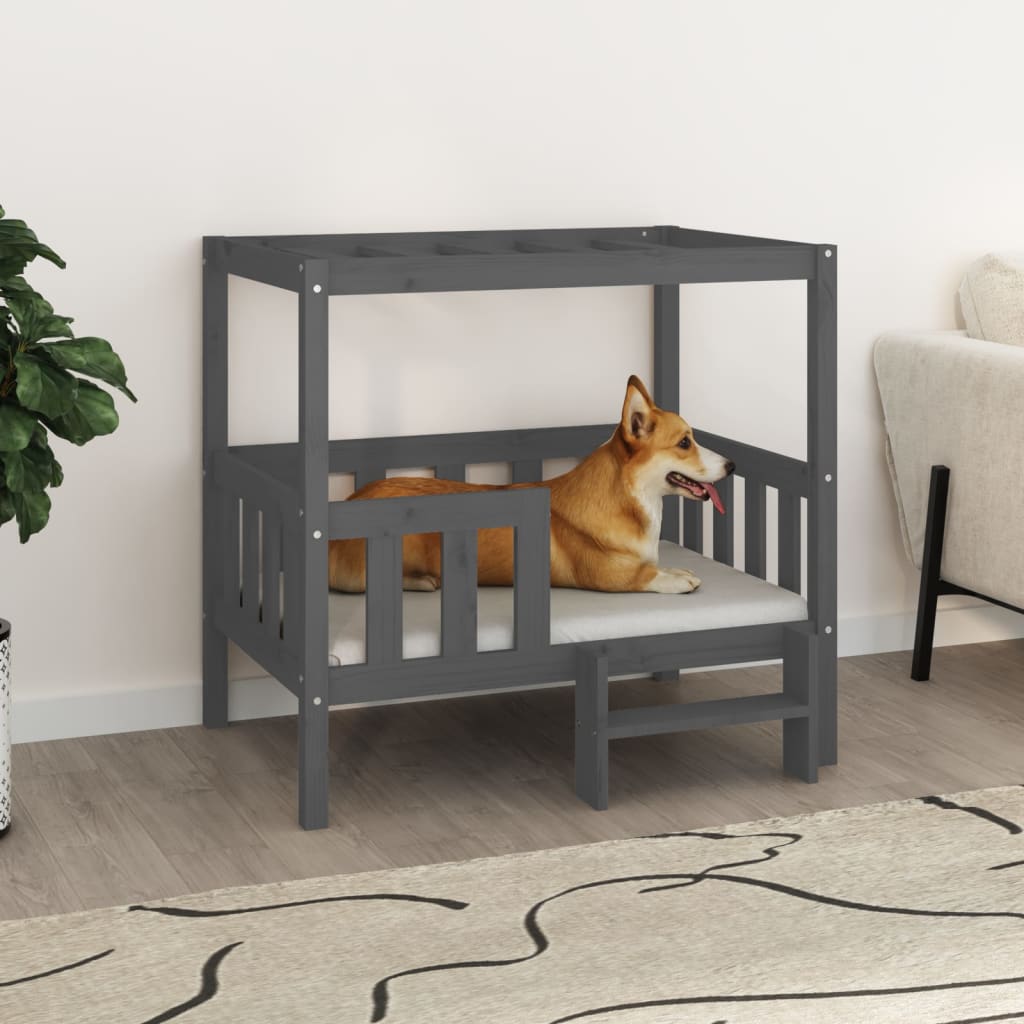 Lit pour chien | Lit pour animal Gris 95,5x73,5x90 cm Bois de pin ...