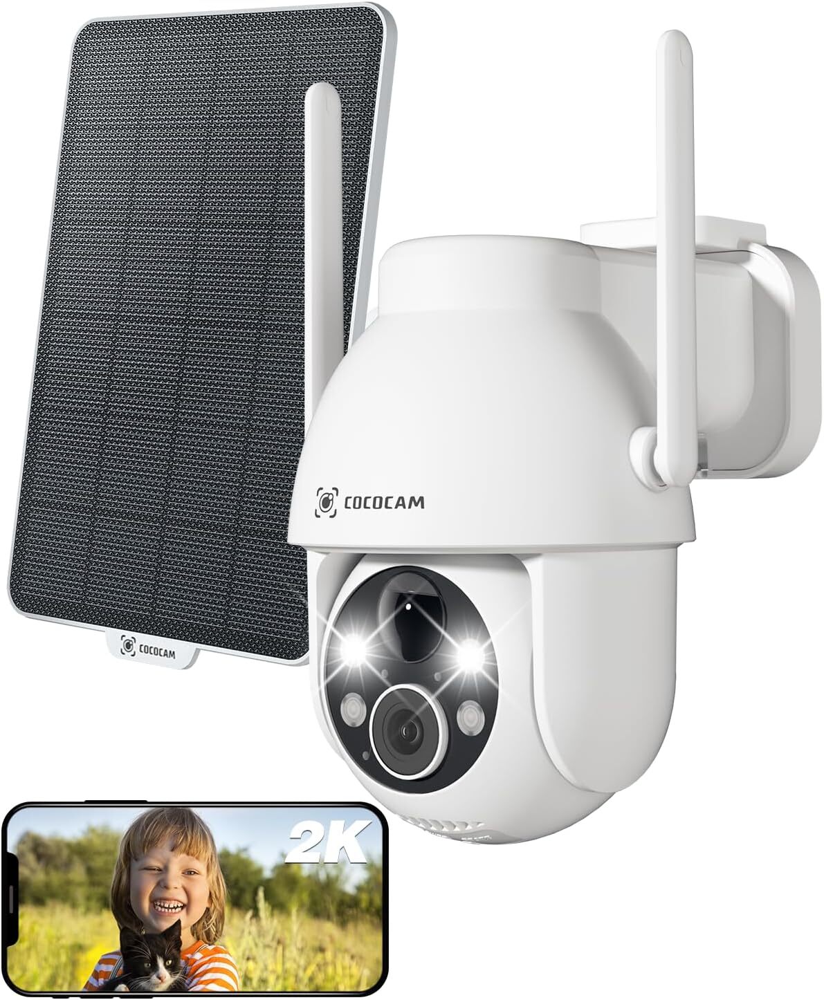 COCOCAM 2K Caméra de Surveillance WiFi 2.4GHz Extérieure, Caméra ...