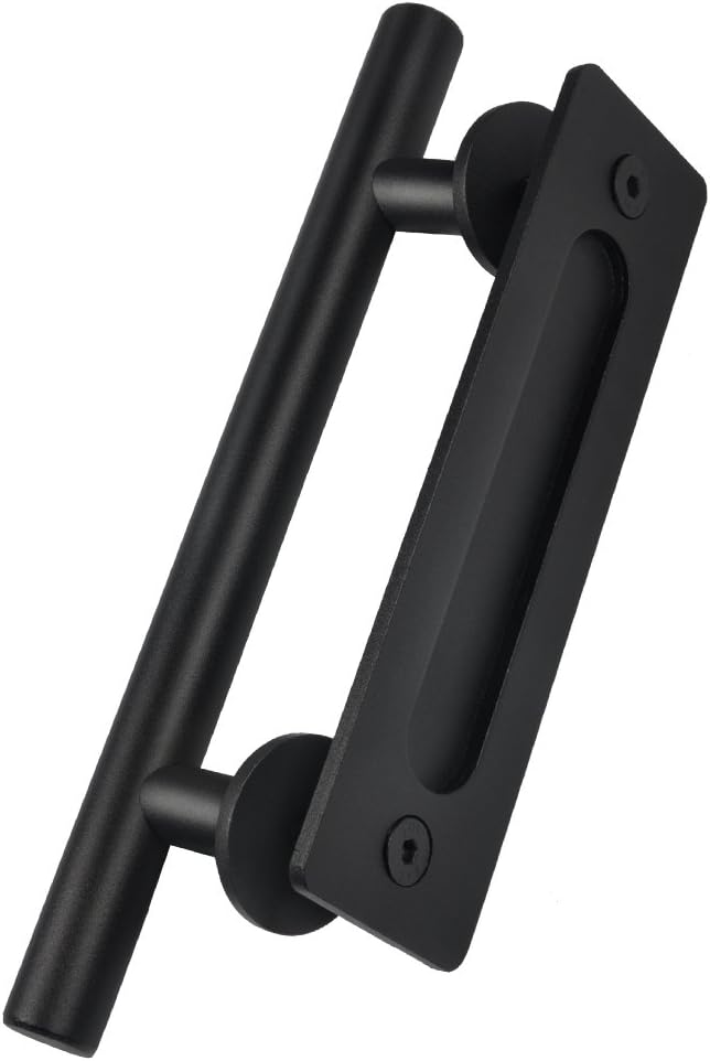 Poignée de porte coulissante en acier au carbone noir 300 mm Poignée de ...
