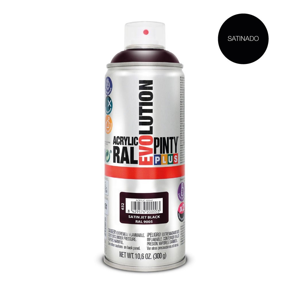 Pintura Spray PintyPlus Evolution RAL 9005 Negro Intenso Satinado 520cc ...