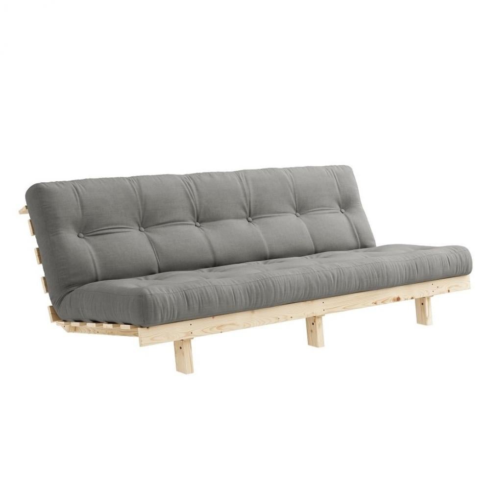 Banquette convertible futon LEAN pin coloris gris couchage 130*190 cm ...
